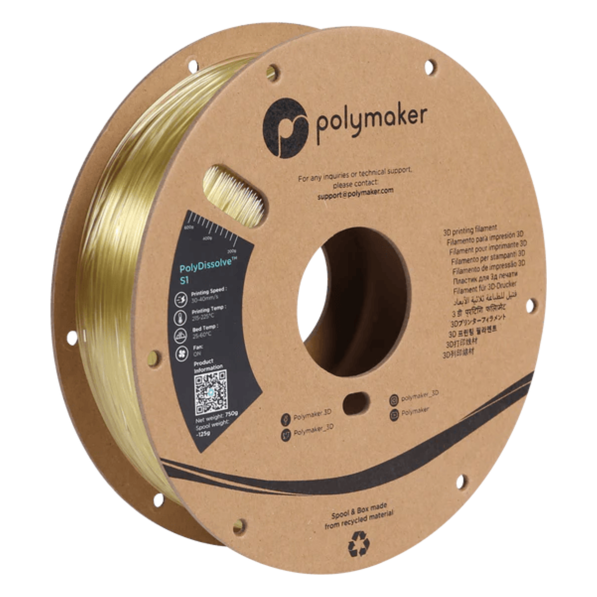 PolyDissolve S1 PVA (Soluble) Transparent - 750g, 1,75mm - 3dconsommables